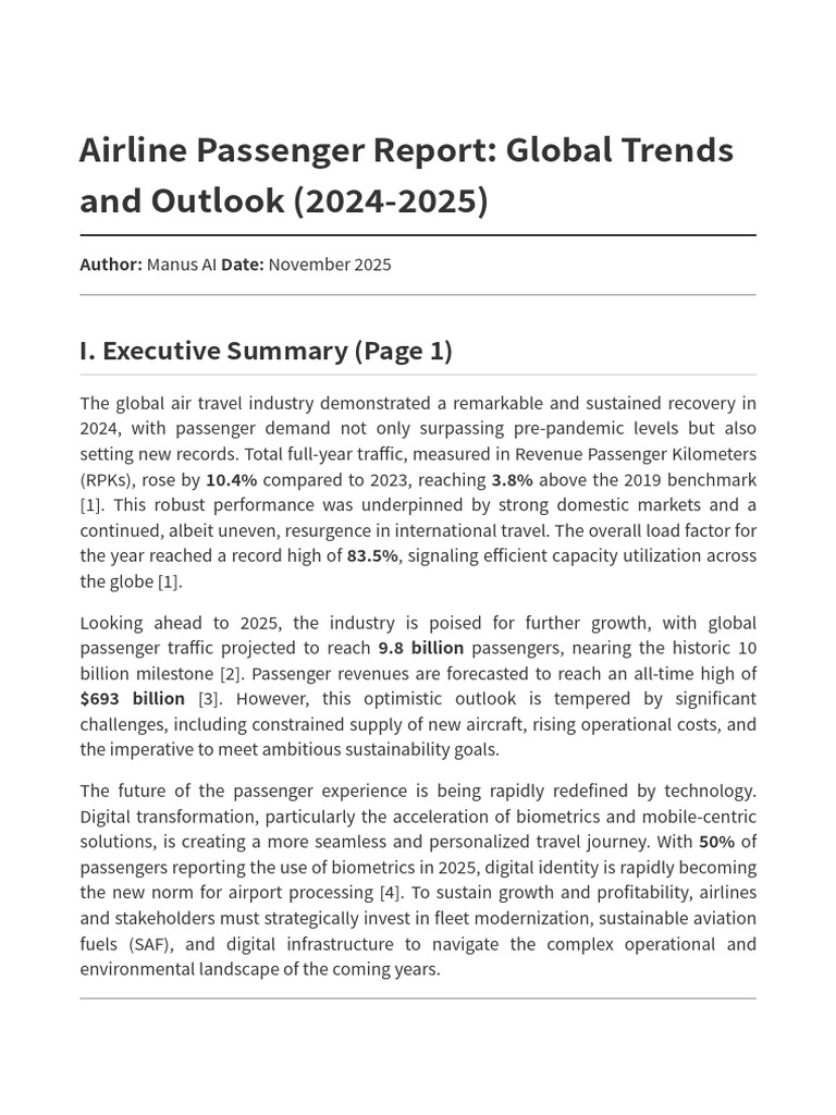 Airline Passenger Trends 2024-2025 | PDF | Airlines | Sustainability