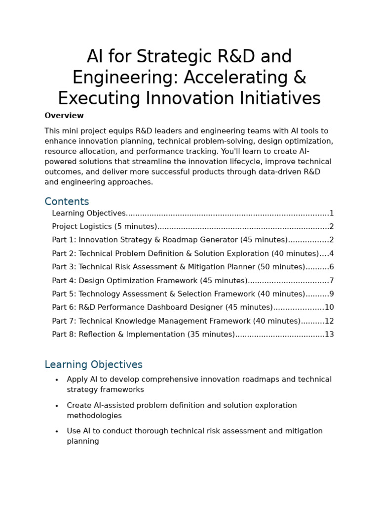 Strategic R D and Engineering | PDF | Artificial Intelligence ...