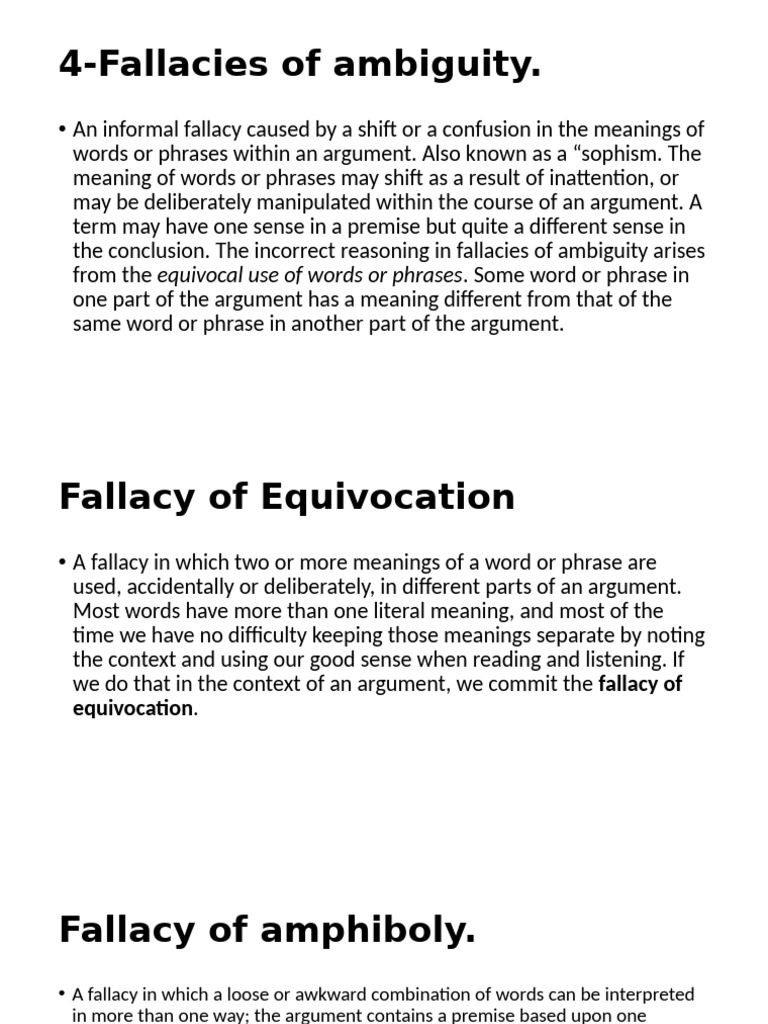 Understanding Fallacies of Ambiguity | PDF | Fallacy | Argument