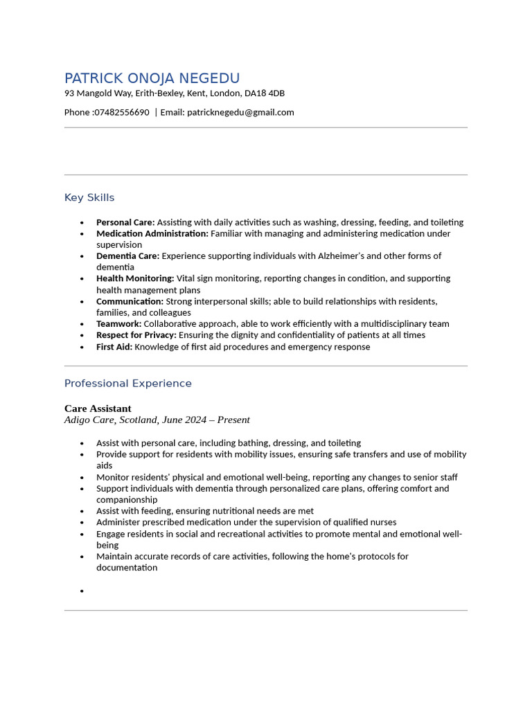 Health Care CV | PDF