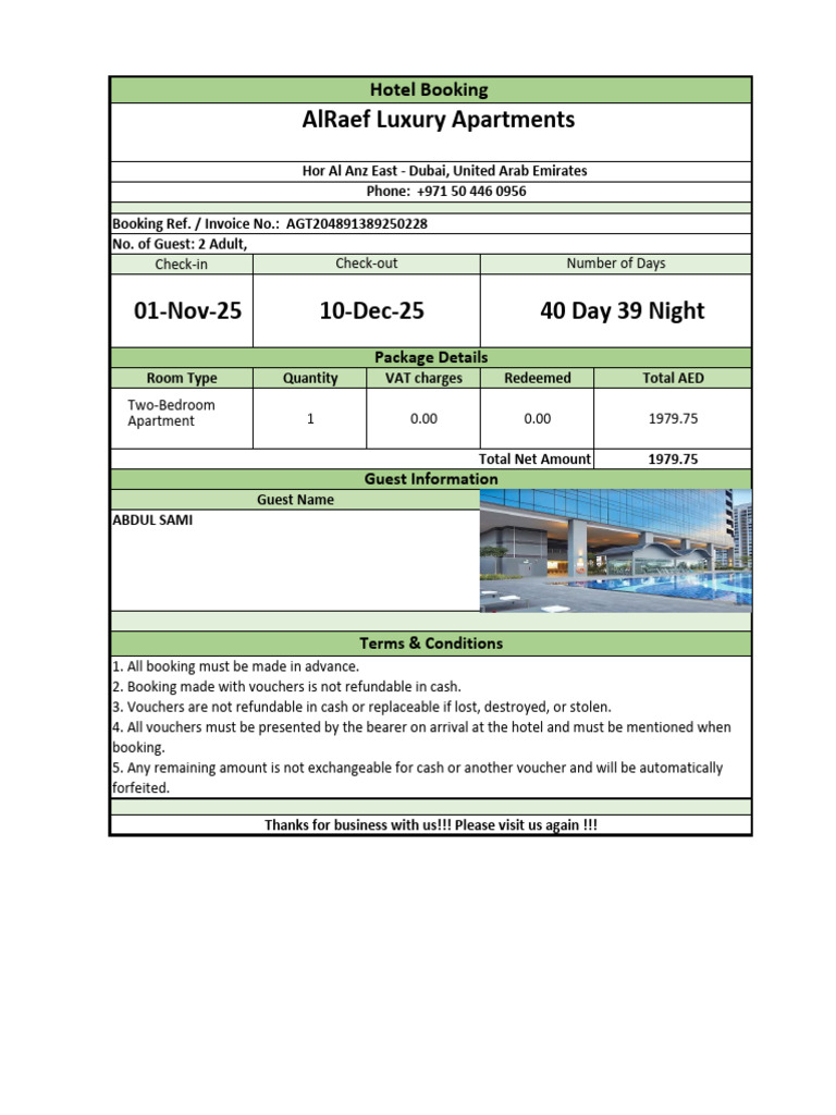 Hotel Booking Terms & Guest Info | PDF