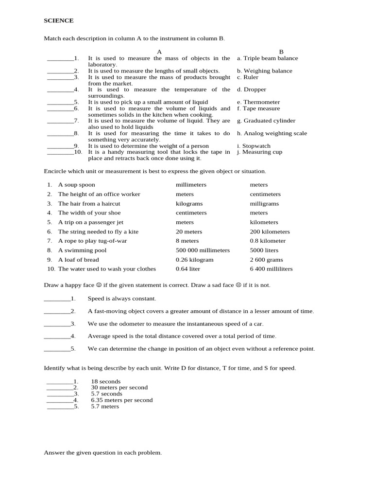 Science | PDF | Speed | Measurement