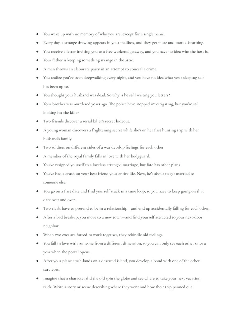 Intriguing Story Prompts for Writers | PDF