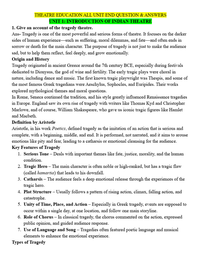 Indian Theatre Education Insights | PDF | Tragedy | Theatre