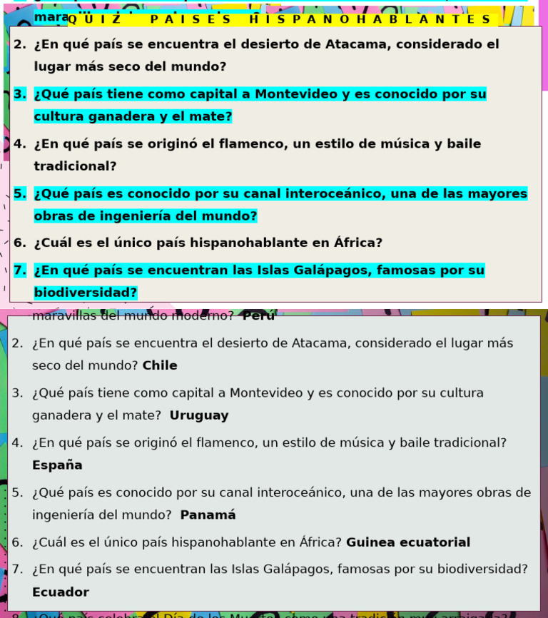 Paises Hispanohablantes Quiz | PDF