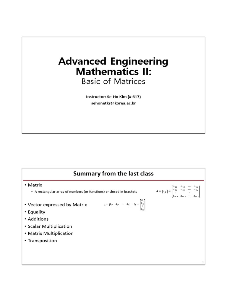 Matrix Fundamentals and Properties | PDF | Matrix (Mathematics ...