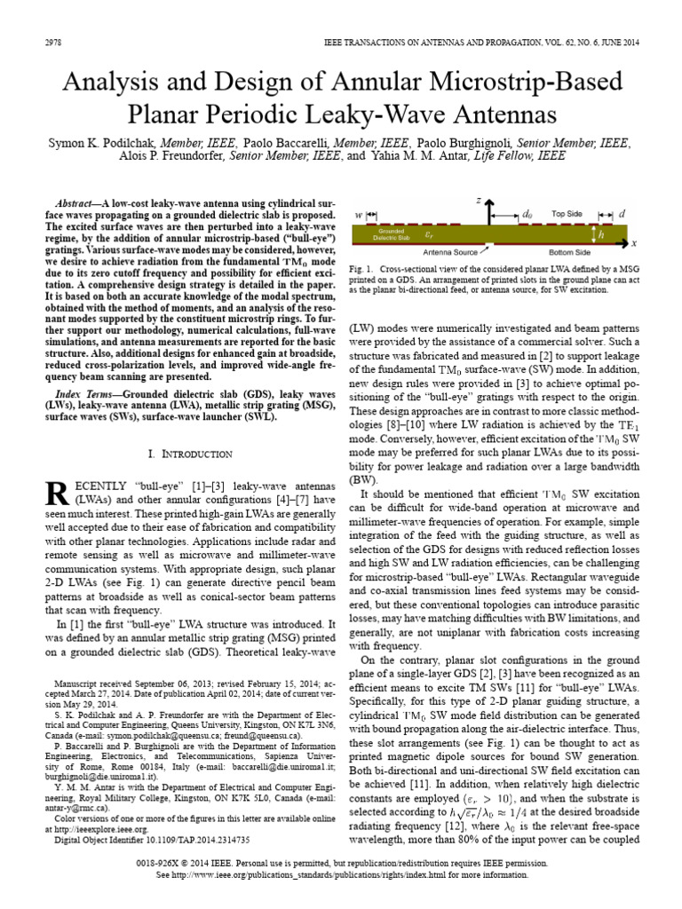 Analysis and Design of Annular Microstrip-Based Planar Periodic Leaky ...