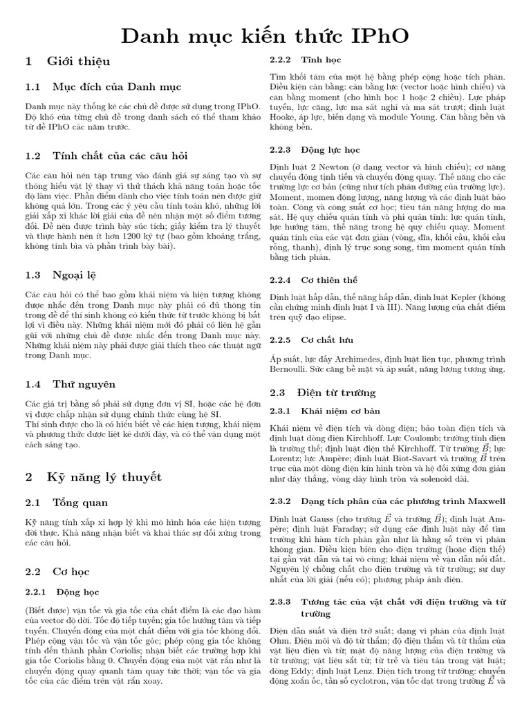 IPhO Syllabus Vie | PDF