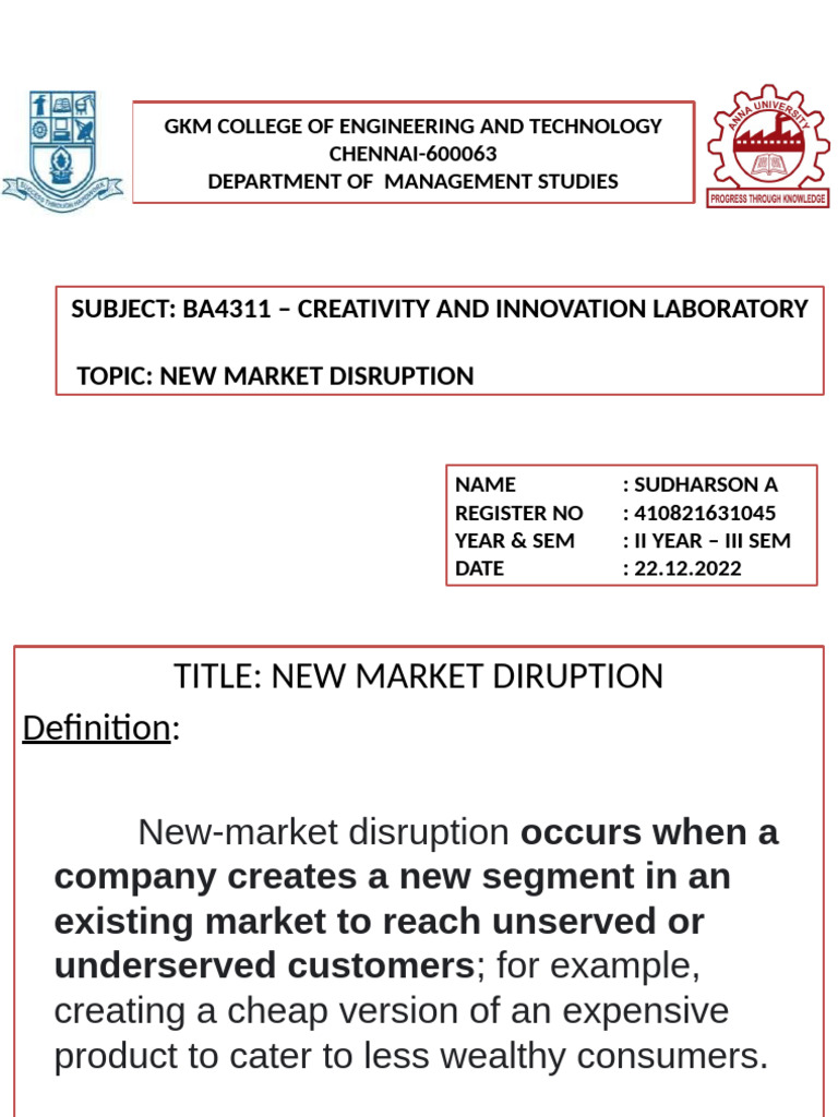 New Market Disruption Explained | PDF