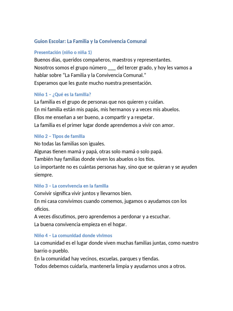 La Familia y la Convivencia Comunal | PDF