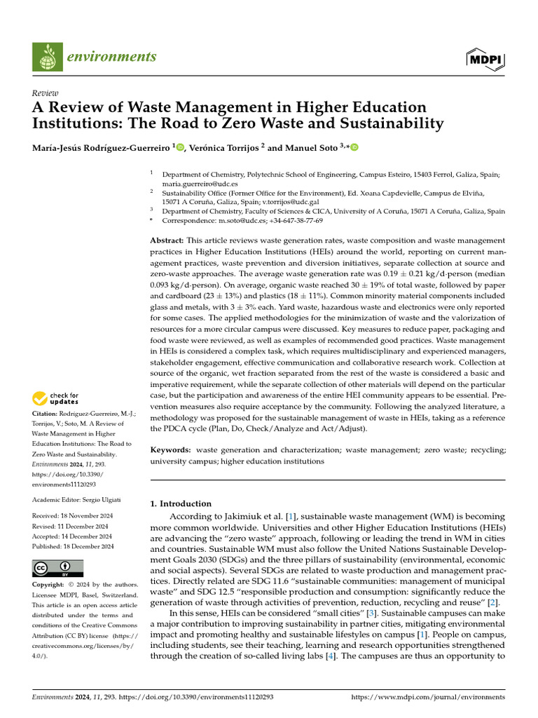 A Review of Waste Management in Higher Education I | PDF | Waste ...