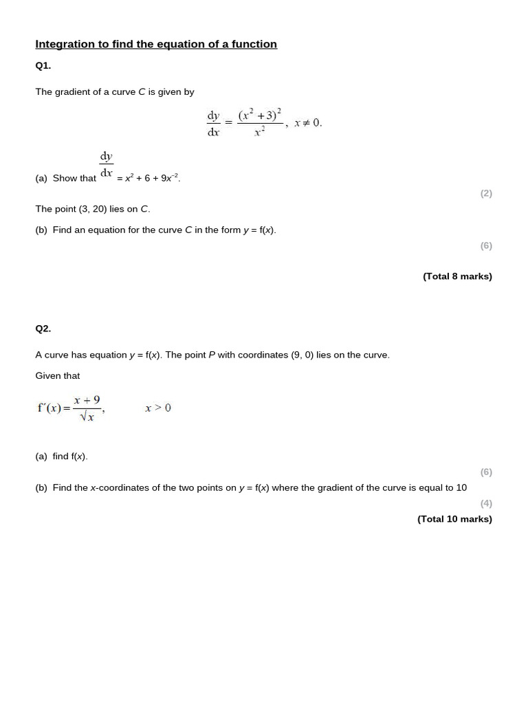 Y12 April 2025 as Pure Integration to Find a Function Follow Up Work | PDF