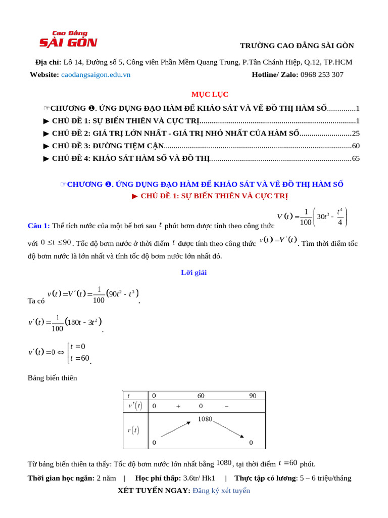 Ghep Full - Chuong 1-Ung Dung Dao Ham de Khao Sat Va Ve Do Thi Ham So | PDF