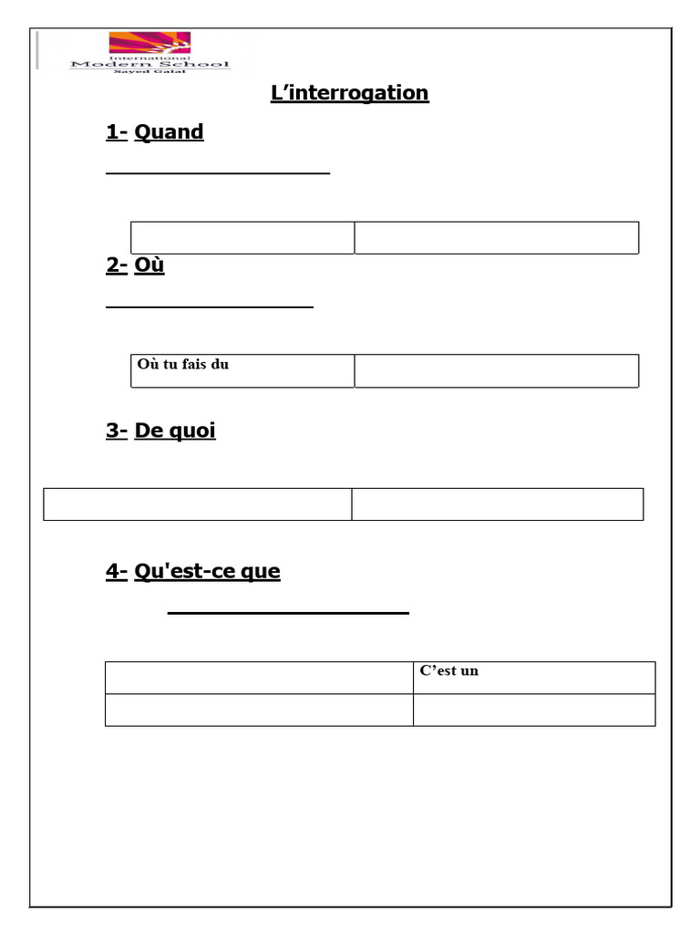 Questions et vocabulaire en français | PDF