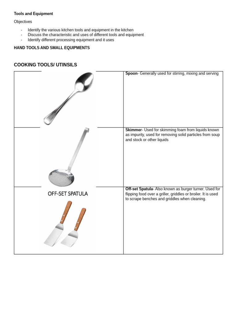 Essential Kitchen Tools and Equipment Guide | PDF | Cookware And ...