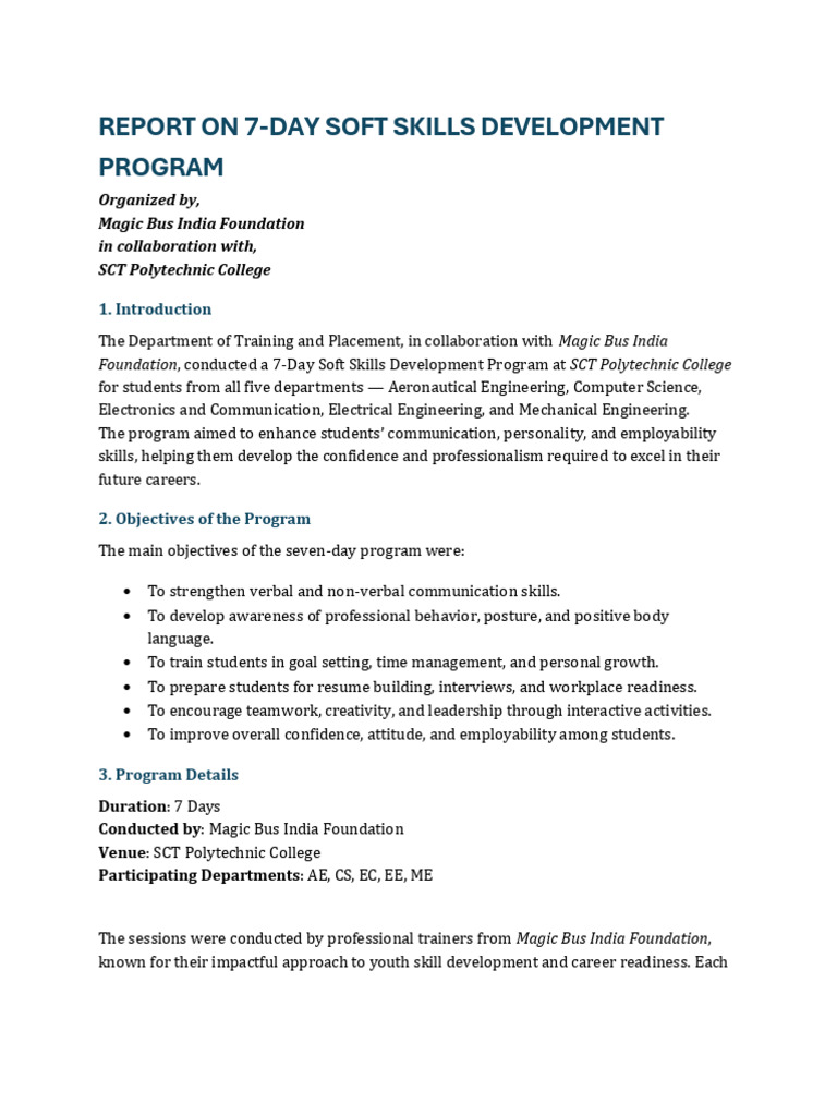 7-Day Soft Skills Program Overview | PDF | Goal Setting | Communication