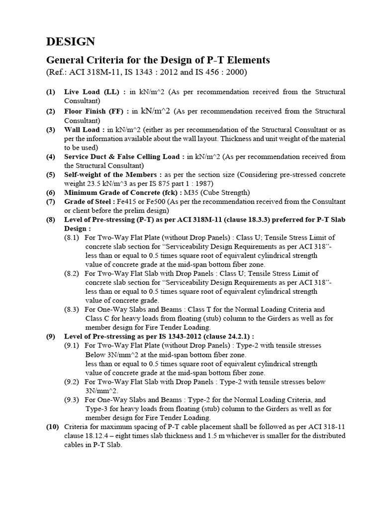 Design Criteria for P-T Elements | PDF | Strength Of Materials | Concrete