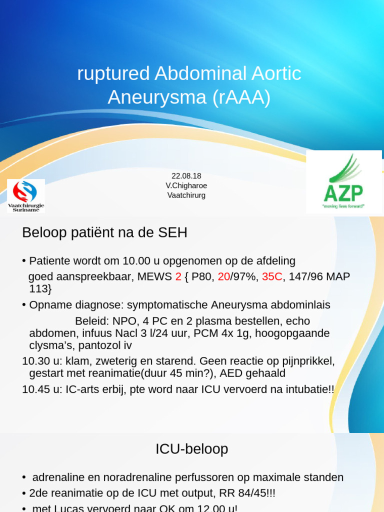 Ruptured Abdominal Aortic Aneurysma RAAA-2 | PDF