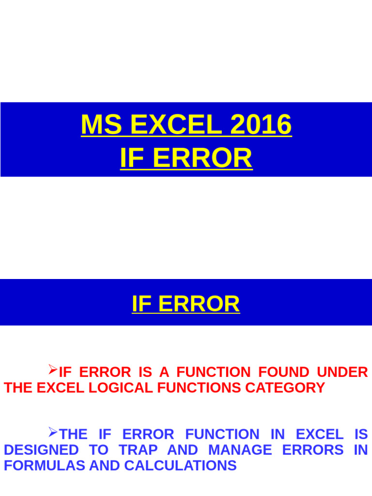 Mastering IFERROR in Excel 2016 | PDF | Microsoft Excel | Computer Data