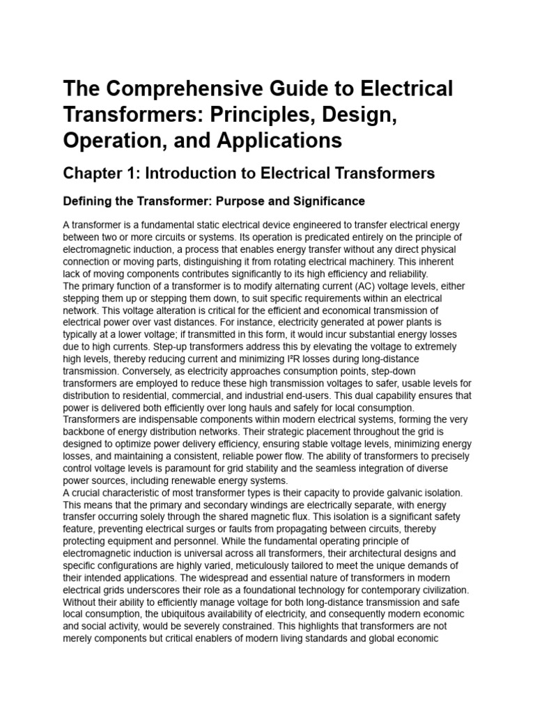 Transformer Book - Comprehensive Outline | PDF | Transformer | Inductance