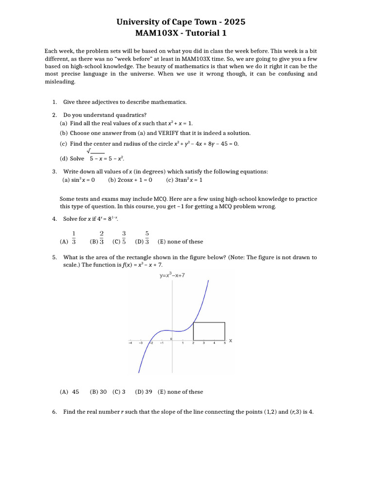 Tut 1 | PDF | Mathematical Concepts | Elementary Mathematics