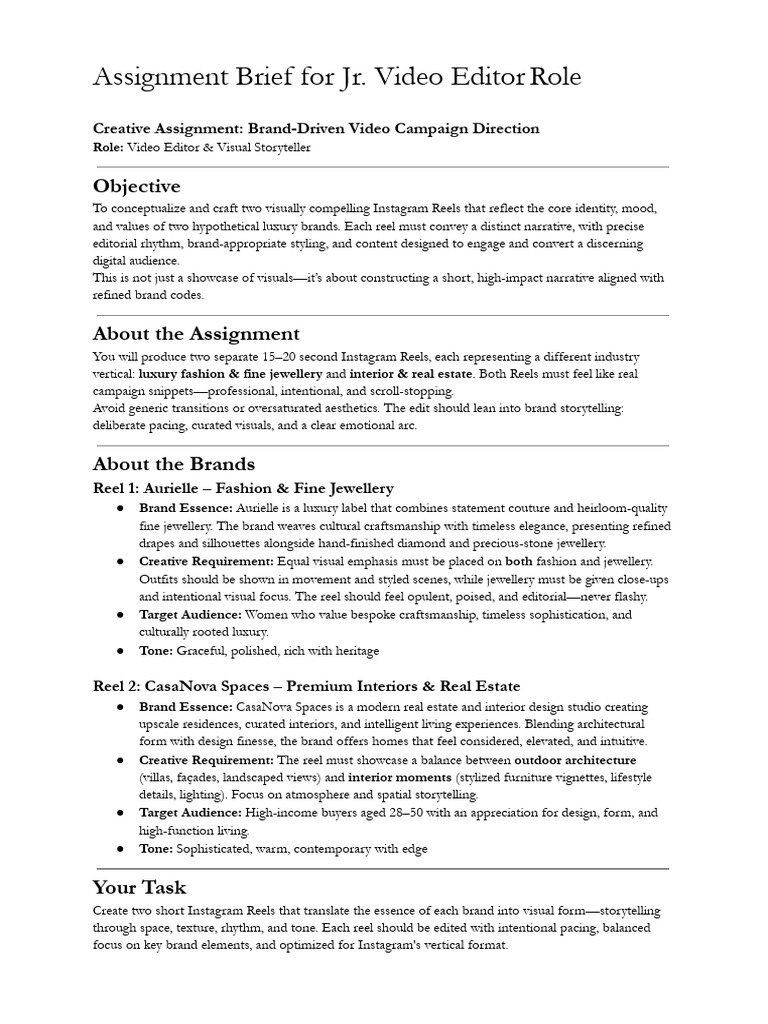 Video Editor Assignment | PDF | Brand | Fashion