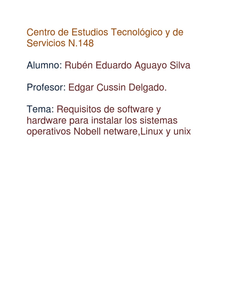 Requisitos de SO: NetWare, Linux, Unix | PDF | Juegos y actividades