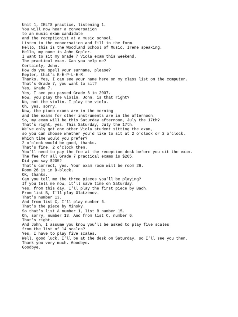 Track 6-Unit 01-IELTS Practice-Listening 1 | PDF