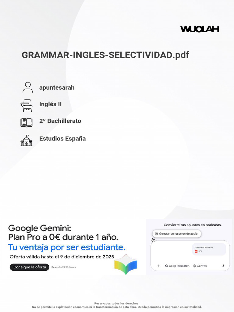 GRAMMAR-INGLES-SELECTIVIDAD | PDF | Semántica | Gramática
