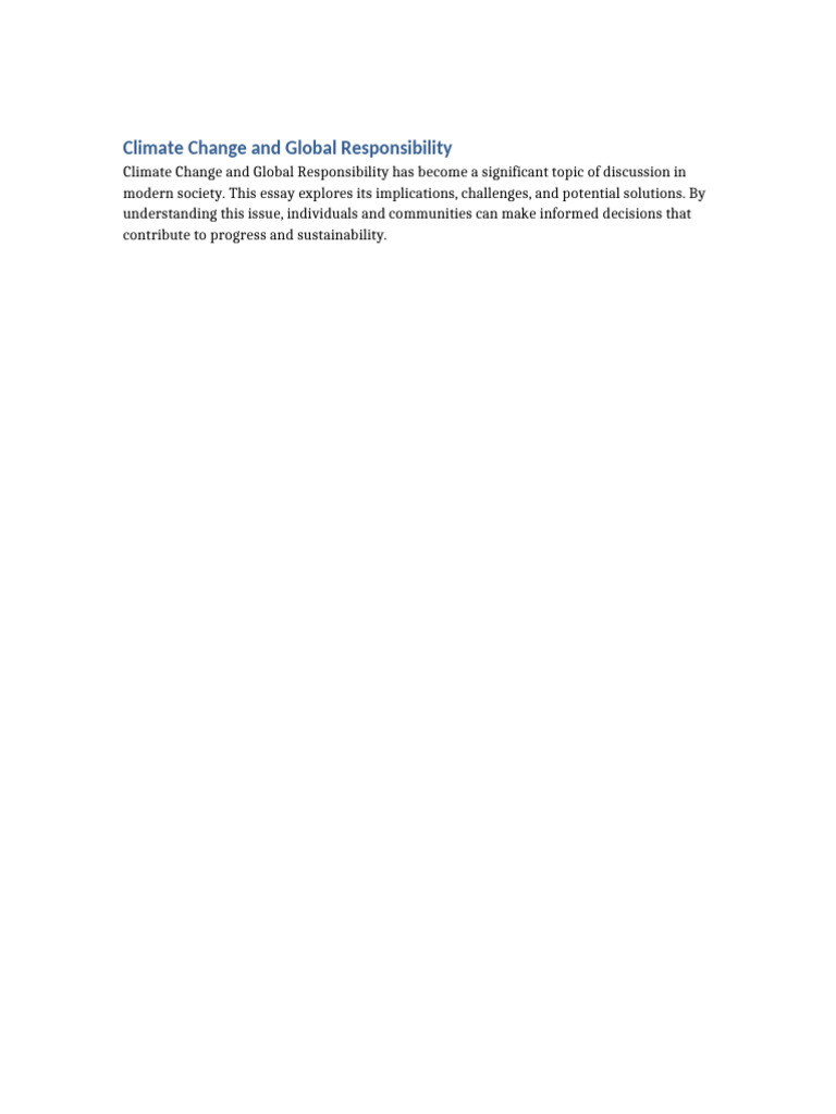 Climate Change and Global Responsibility | PDF