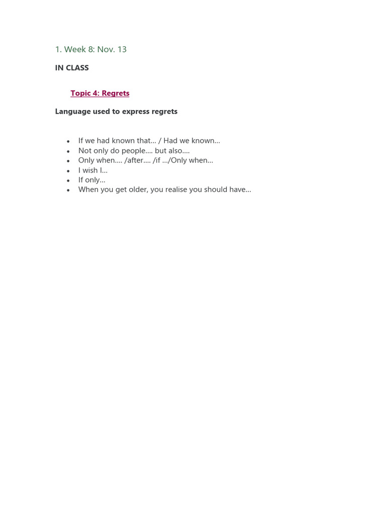 Wishes Regrets | PDF