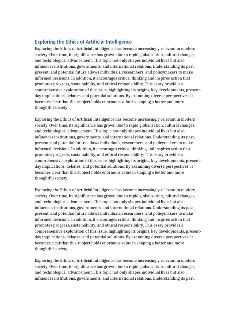 Exploring The Ethics of Artificial Intelligence | PDF | Critical ...