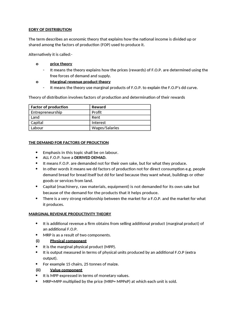 Understanding the Theory of Distribution | PDF | Labour Economics ...