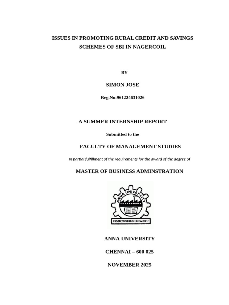 Rural Credit & Savings Issues in SBI | PDF | Job Satisfaction | Data