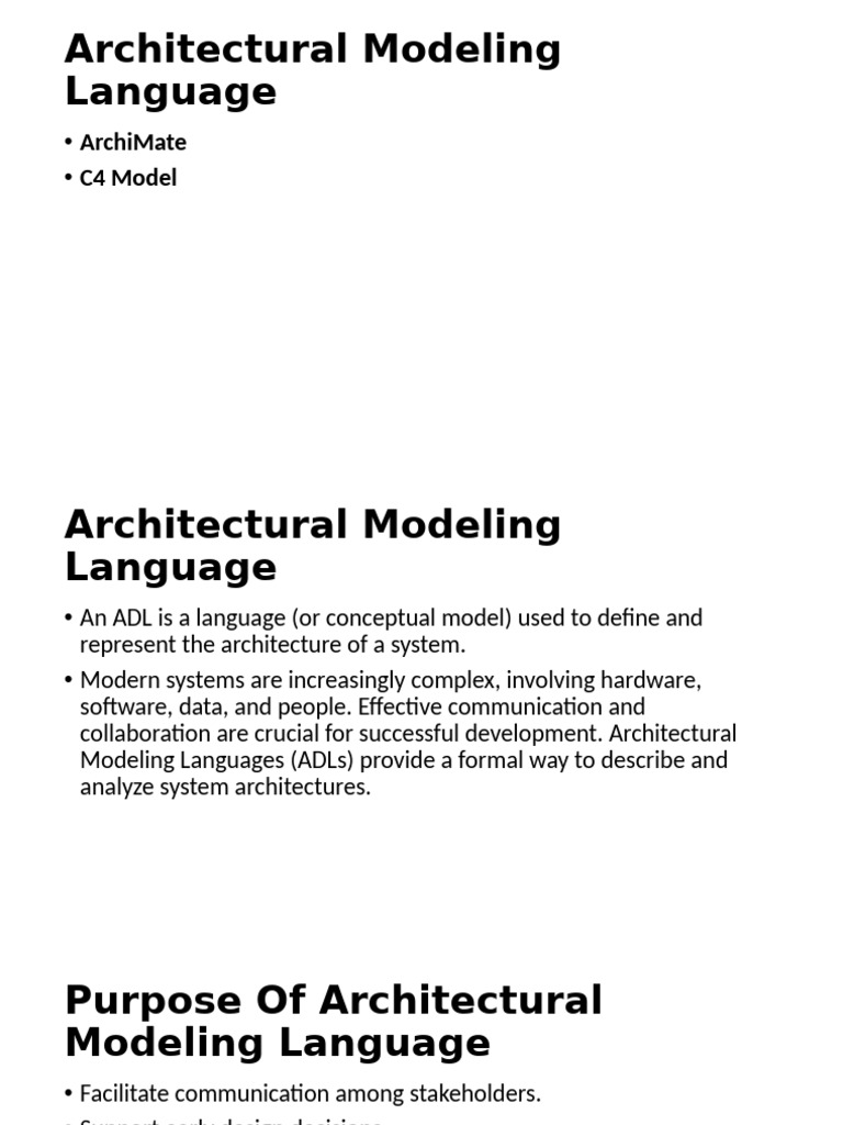 Architectural Modeling Languages Overview | PDF | System | Information ...