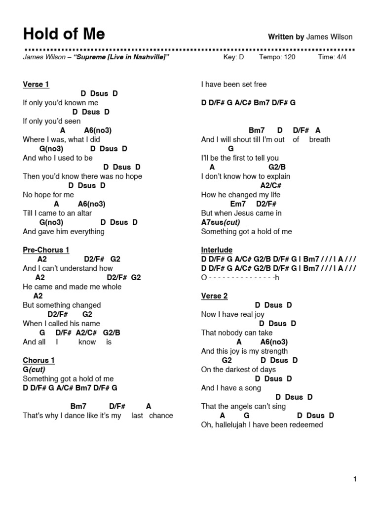 Hold of Me - James Wilson Lyrics | PDF | Musical Compositions | Singles