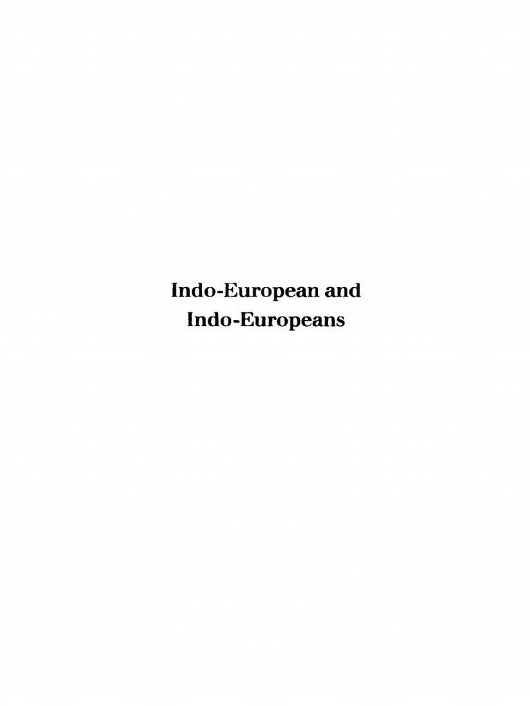 Indo-European and Indo-Europeans | PDF