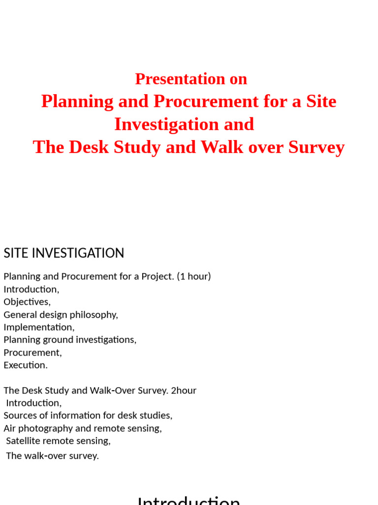 Site Investigation Planning & Procurement Guide | PDF | Lidar | Remote ...