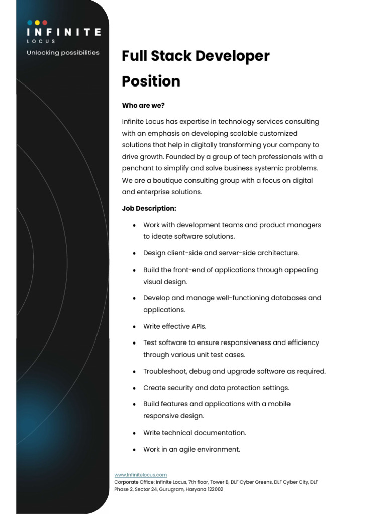 Infinite Locus - SDE - Job Description | PDF | Eclipse (Software ...