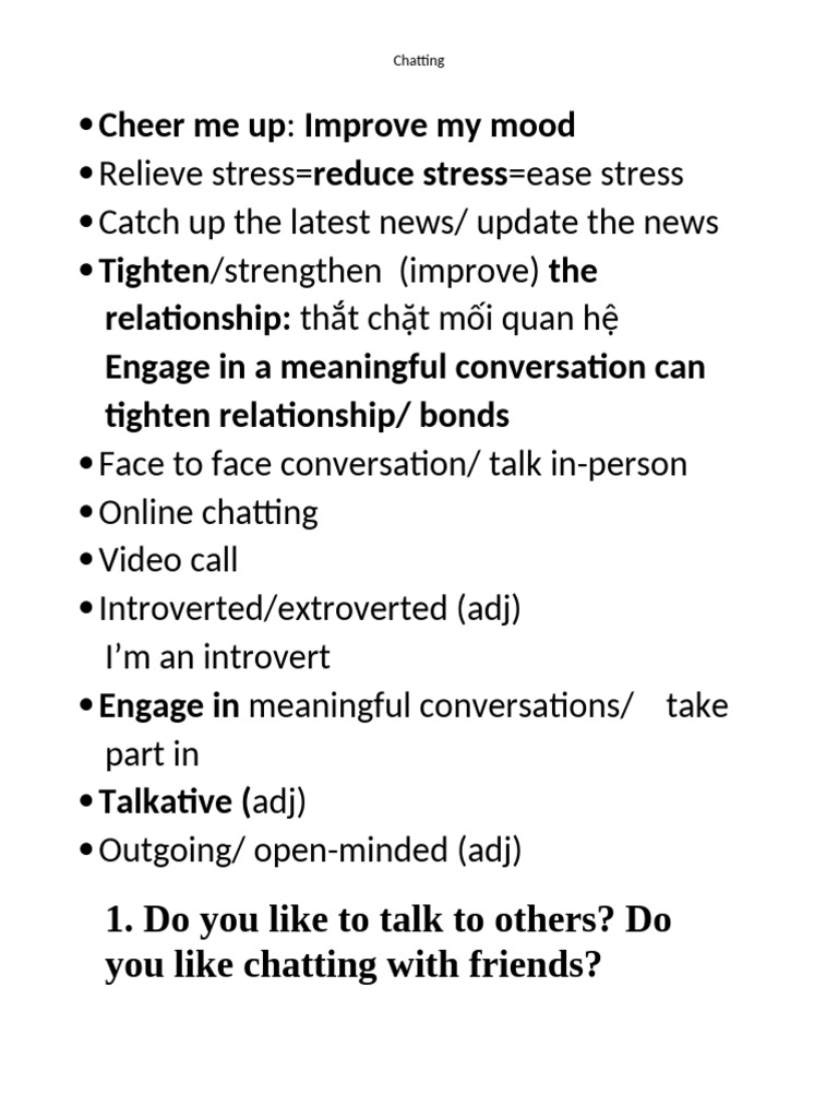 talk with others | PDF | Extraversion And Introversion | Intimate ...