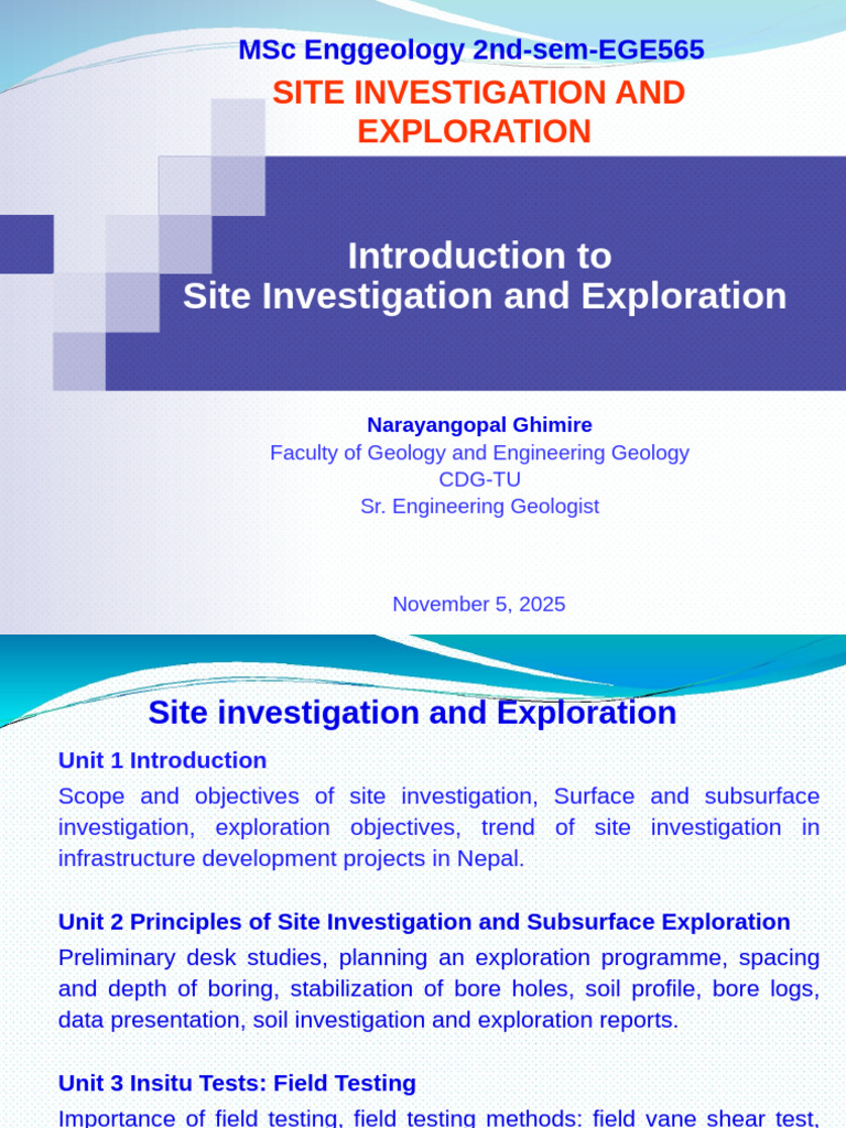 1 - Site Investigations Overview | PDF | Geotechnical Engineering | Earth Sciences