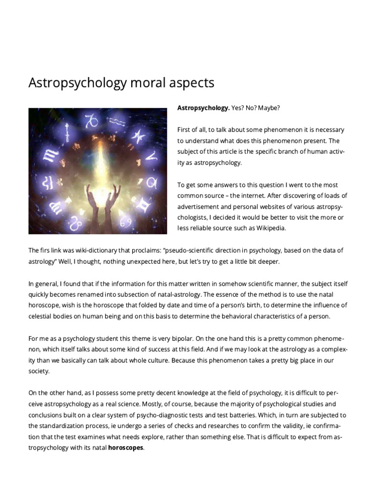 Astropsychology Moral Aspects | PDF | Astrology | Horoscope