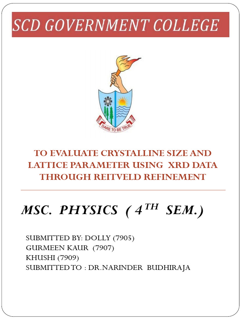 XRD Analysis: Crystalline Size & Lattice Parameter | PDF | X Ray ...