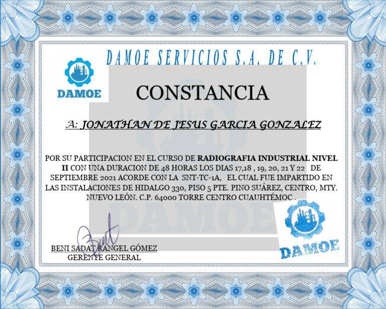 Constancia Jonathan RT 2 | PDF