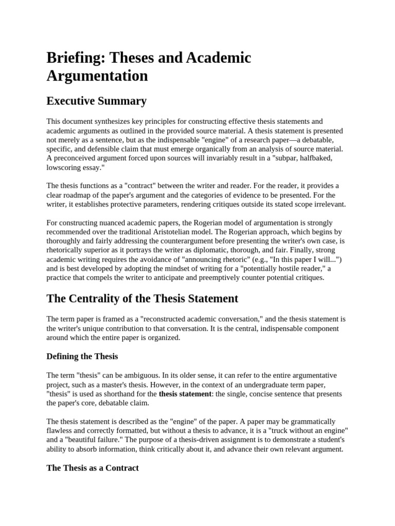 Briefing - Thesis Audio | PDF | Thesis | Argument