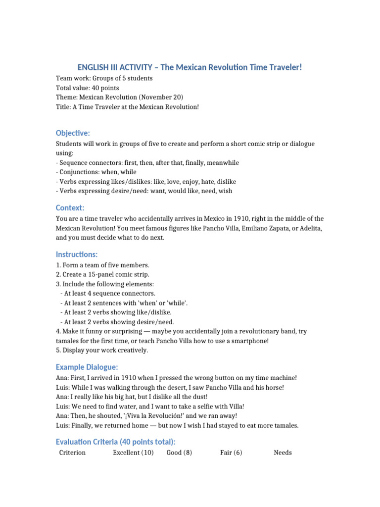 EnglishIII Activity MexicanRevolution | PDF | Mexican Revolution | Mexico