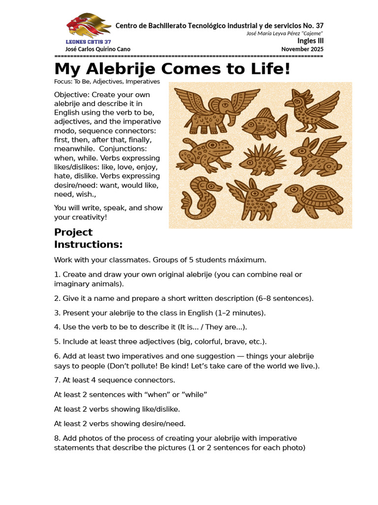 Ingles 3 - Activity - Alebrije s02 | PDF | Verb | Linguistic Typology