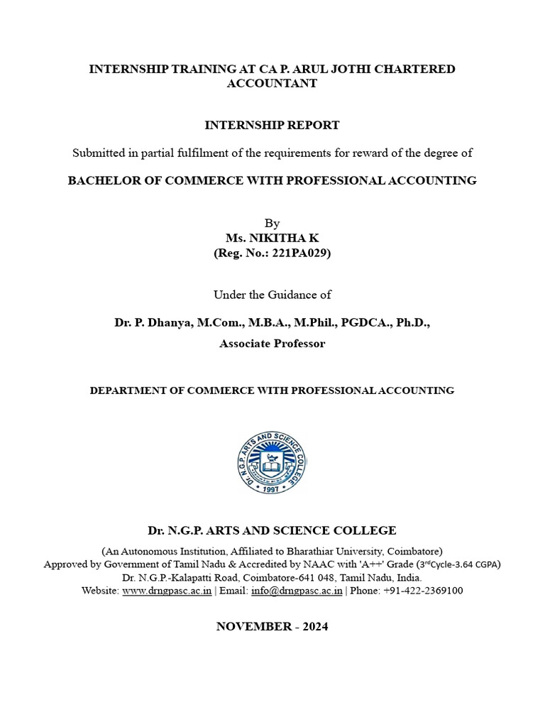 NIKITHA INTERNSHIP | PDF | Debits And Credits | Voucher