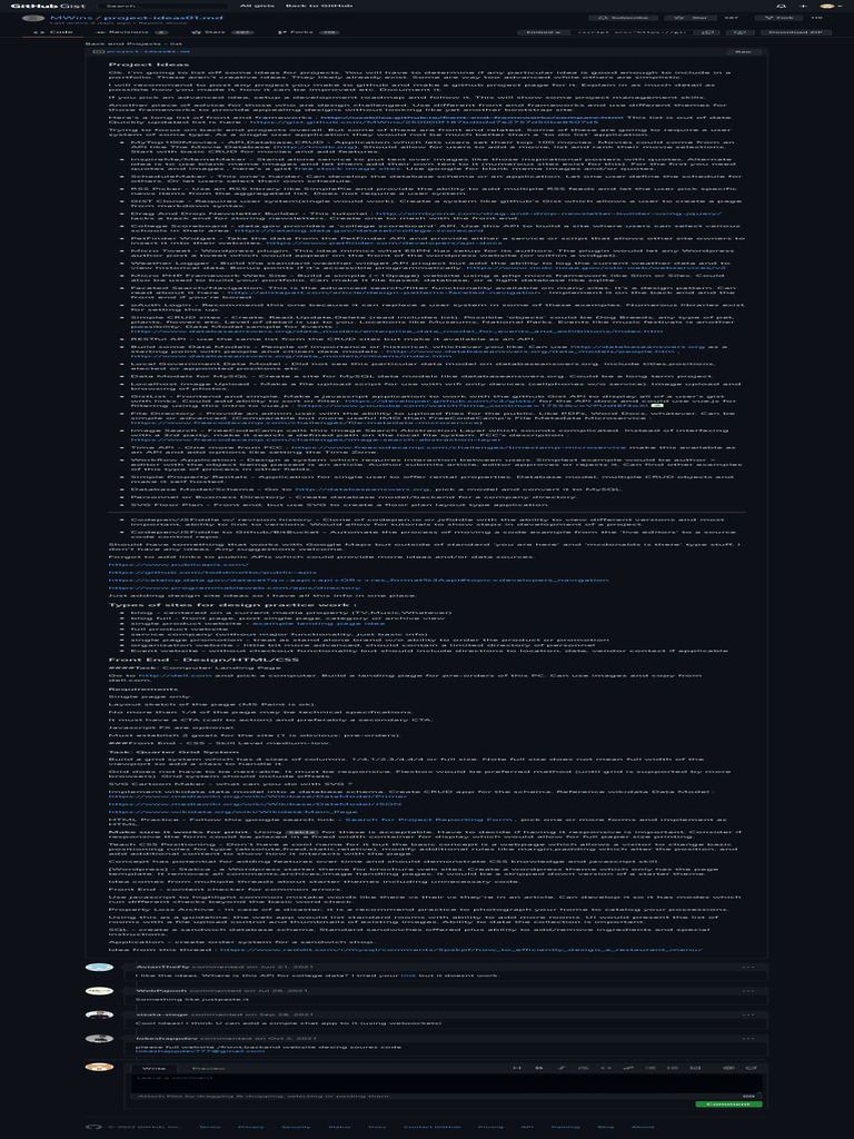 Back End Project Ideas for Developers | PDF | Git (Software)