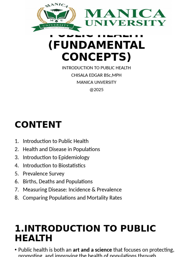 Introduction to Public Health Concepts | PDF | Epidemiology | Sampling ...